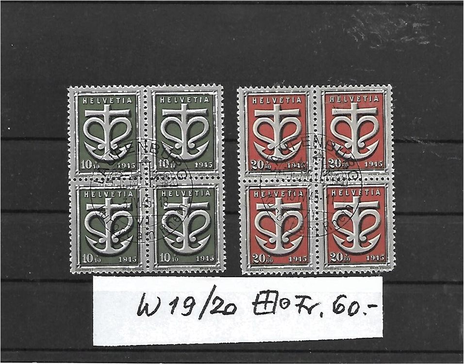 2 Viererblocks 1945 "Kriegsgeschädigte" (Gebraucht) in Reinach BL für CHF 3 – mit Lieferung auf ...