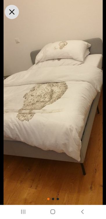 IKEA Bettgestell Slattum mit passender Matratze und Auflage (Gebraucht ...