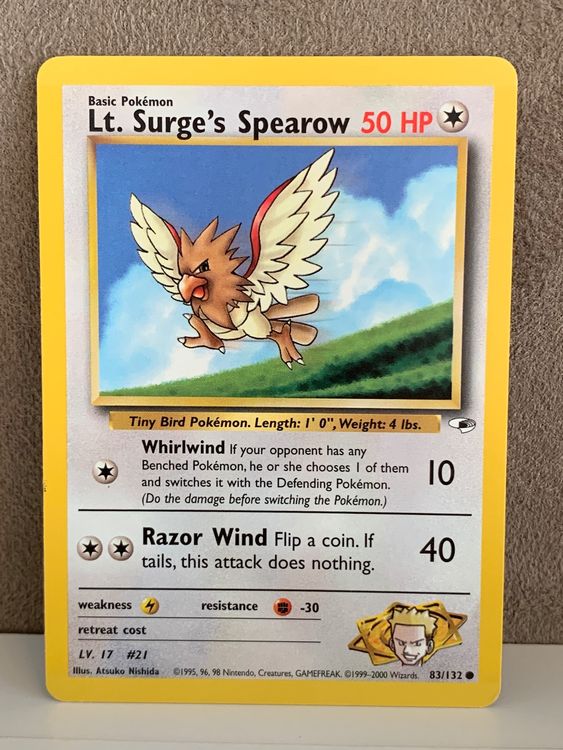 Lt. Surge's Spearow ENG Gym Heroes Pokemon 83/132 | Kaufen auf Ricardo
