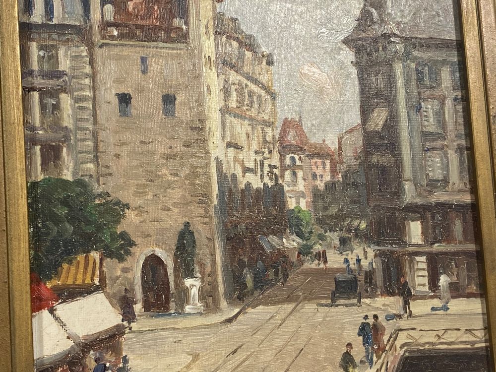 Interessante Strassenszene Gemälde unleserlich Signiert | Kaufen auf Ricardo