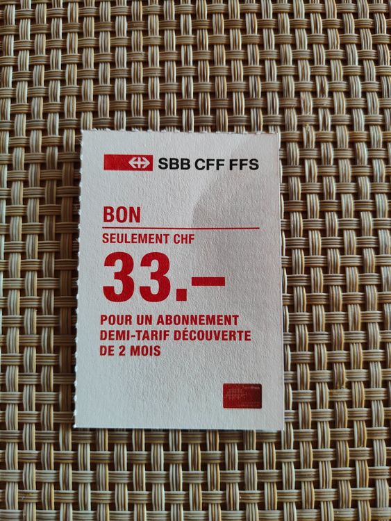 CFF / SBB / FFS Bon Abo Demi Tarif 33.- | Kaufen auf Ricardo
