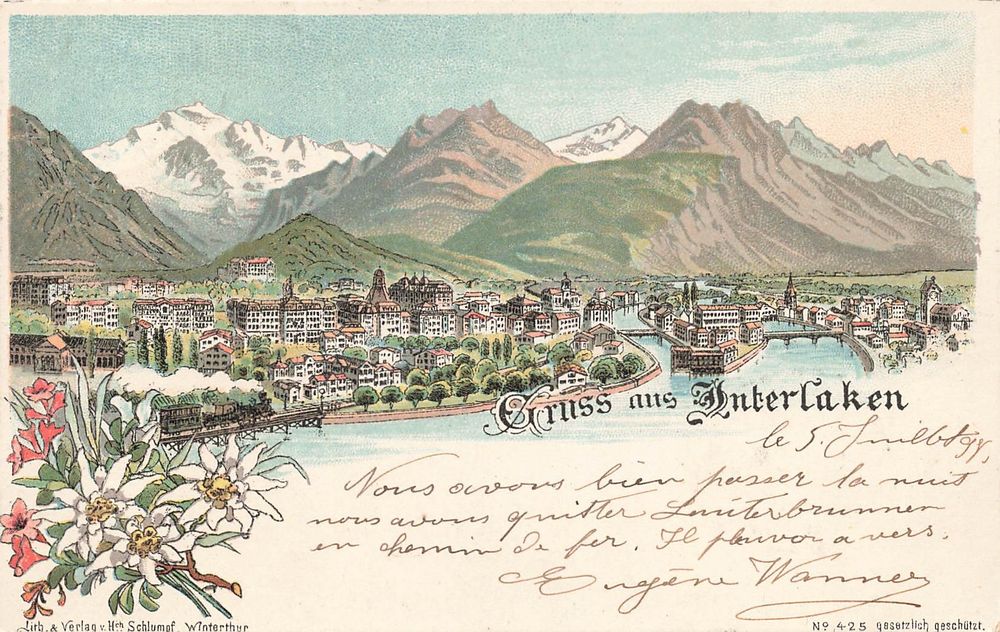 Litho Gruss aus Interlaken 1898 | Kaufen auf Ricardo