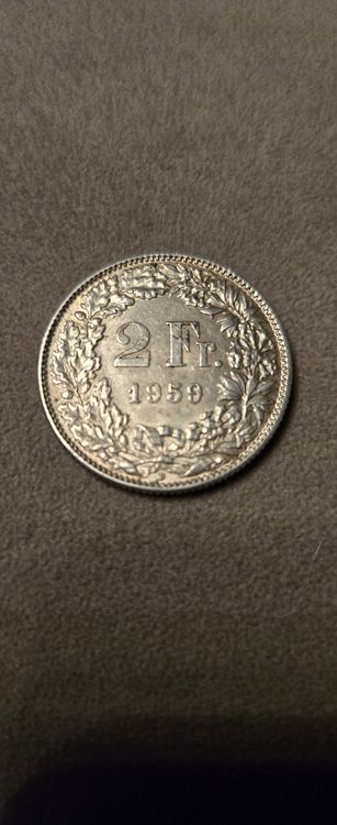 Silbermünze 2 Franken Helvetia 1965 Schweiz Swiss (Gebraucht) in Affoltern am Albis für CHF 8 ...