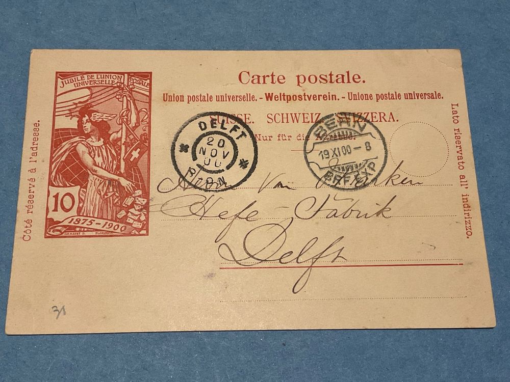 10 Rp UPU Ganzsache Bern - Delft NL Rasierklingen @ 19.XI.00 | Kaufen auf Ricardo