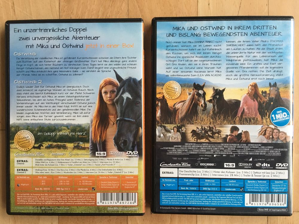 3 DVDs Ostwind 1 + 2 & Aufbruch nach Ora (Gebraucht) in St. Urban für ...