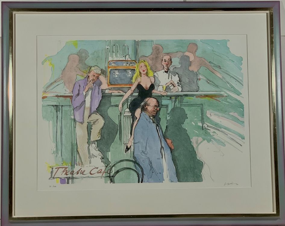 Hans Fitze (1943)grosses Lithographie Handsigniert Barszene (Gebraucht ...