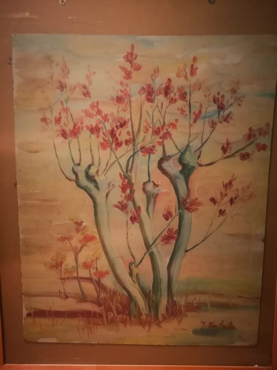 Aquarell Frühlingsbaum, signiert, gerahmt. | Kaufen auf Ricardo