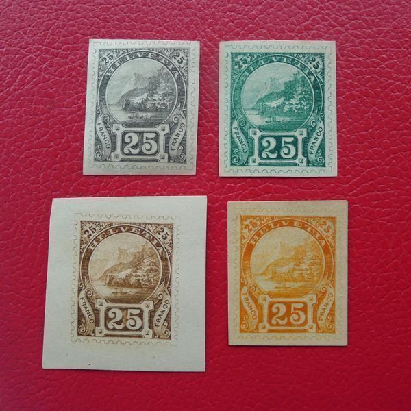 1881: "Grütli"Proben: 25Rp (4x) Vierwaldstädtersee, selten ! (Gebraucht ...