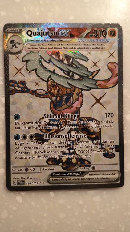 Quajutsu EX Pokemon Karte Full Art 198/167 *NEU*, mit Hülle (Neu ...