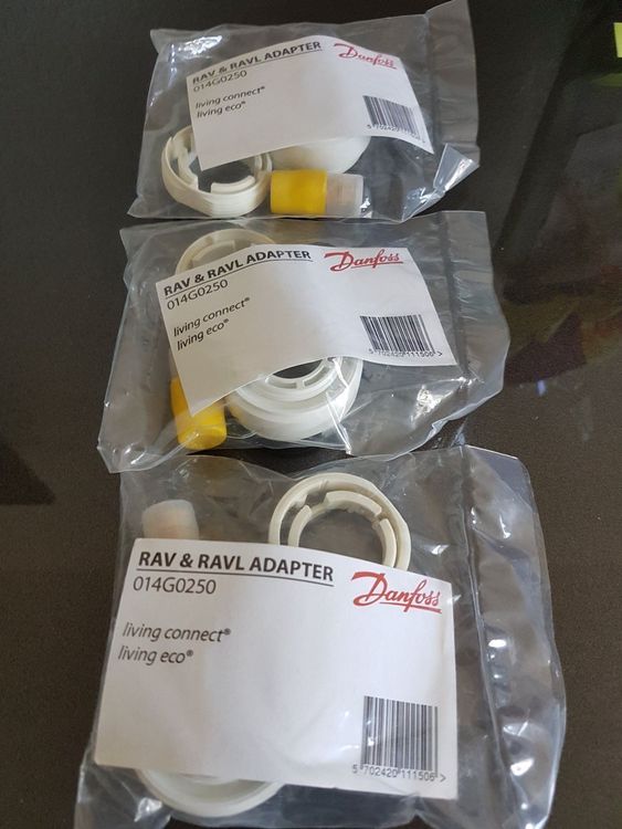 3 X Danfoss RAV & RAVL ADAPTER 014G0250 (Neu und originalverpackt) in ...