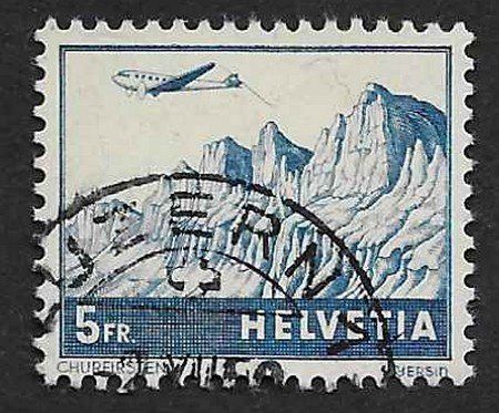 1941:Flugpostmarke 5 Fr.No F34 Stempel Luzern | Acheter sur Ricardo