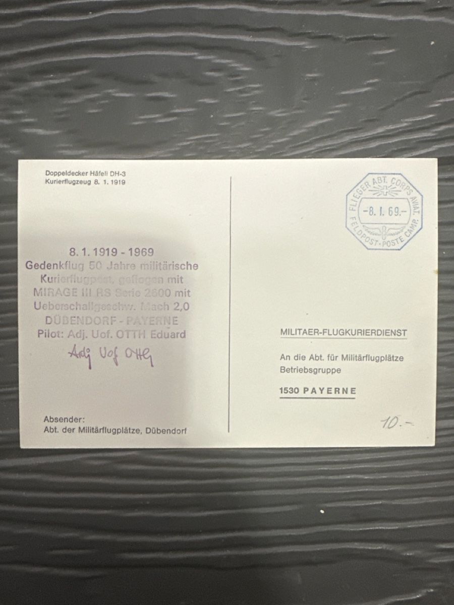 Carte postale d'aviation militaire suisse ancienne 1969 (Gebraucht) in ...