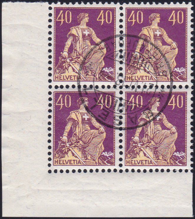 1908 Helv. mit Schwert Nr.107 Viererblock gest., FA Renggli | Kaufen auf Ricardo