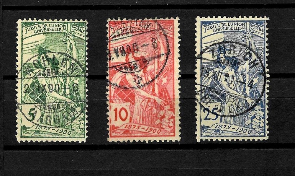 1900 Schweiz UPU 77-78-79 mit Abart Abklatsch & Vollstempel | Kaufen auf Ricardo