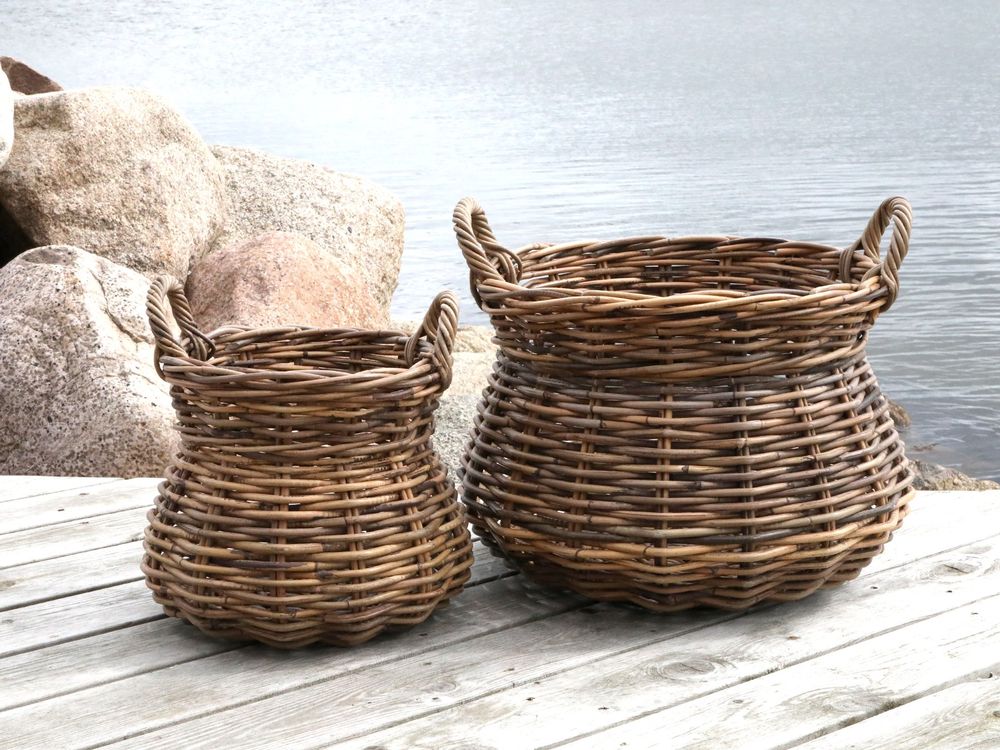 2 altfranzösische Körbe aus Rattan, Chic Antique (Neu und ...