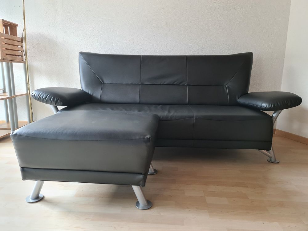 Couch, Sofa Echtleder mit Hocker | Kaufen auf Ricardo