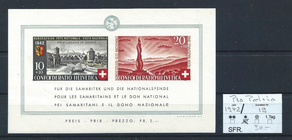 Block Pro Patria 1942 | Kaufen auf Ricardo