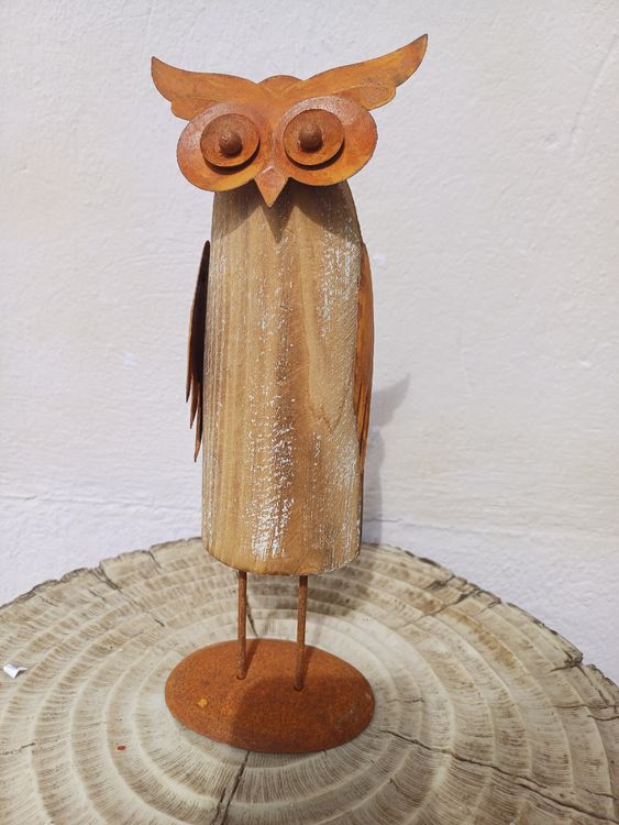 Eule, Dekofigur, Holz, Metall, neu (Neu (gemäss Beschreibung)) in Nassen für CHF 1 – mit ...