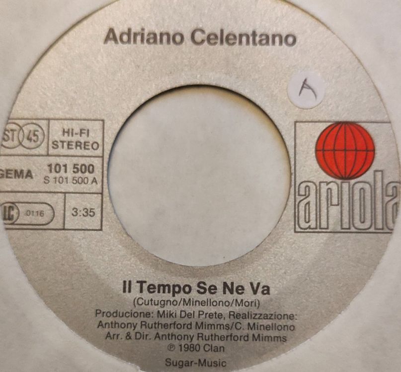Vinyl-Single Adriano Celentano - Il Tempo Se Ne Va (Gebraucht) in ...