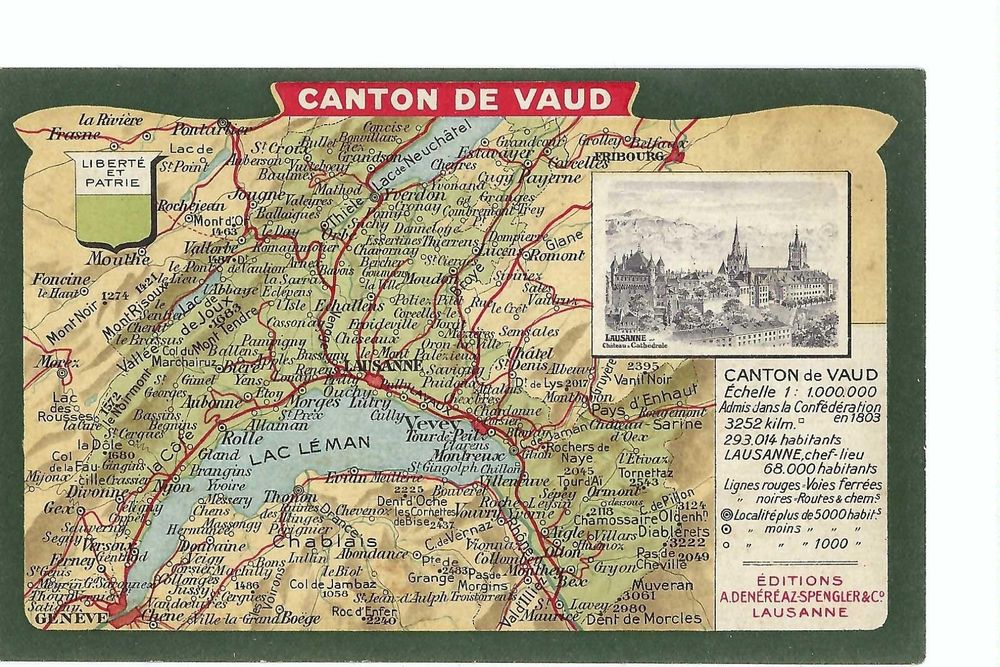 CANTON DE VAUD mit Lausanne, Landkarte 1 : 1 Miio (Gebraucht) in Thun ...