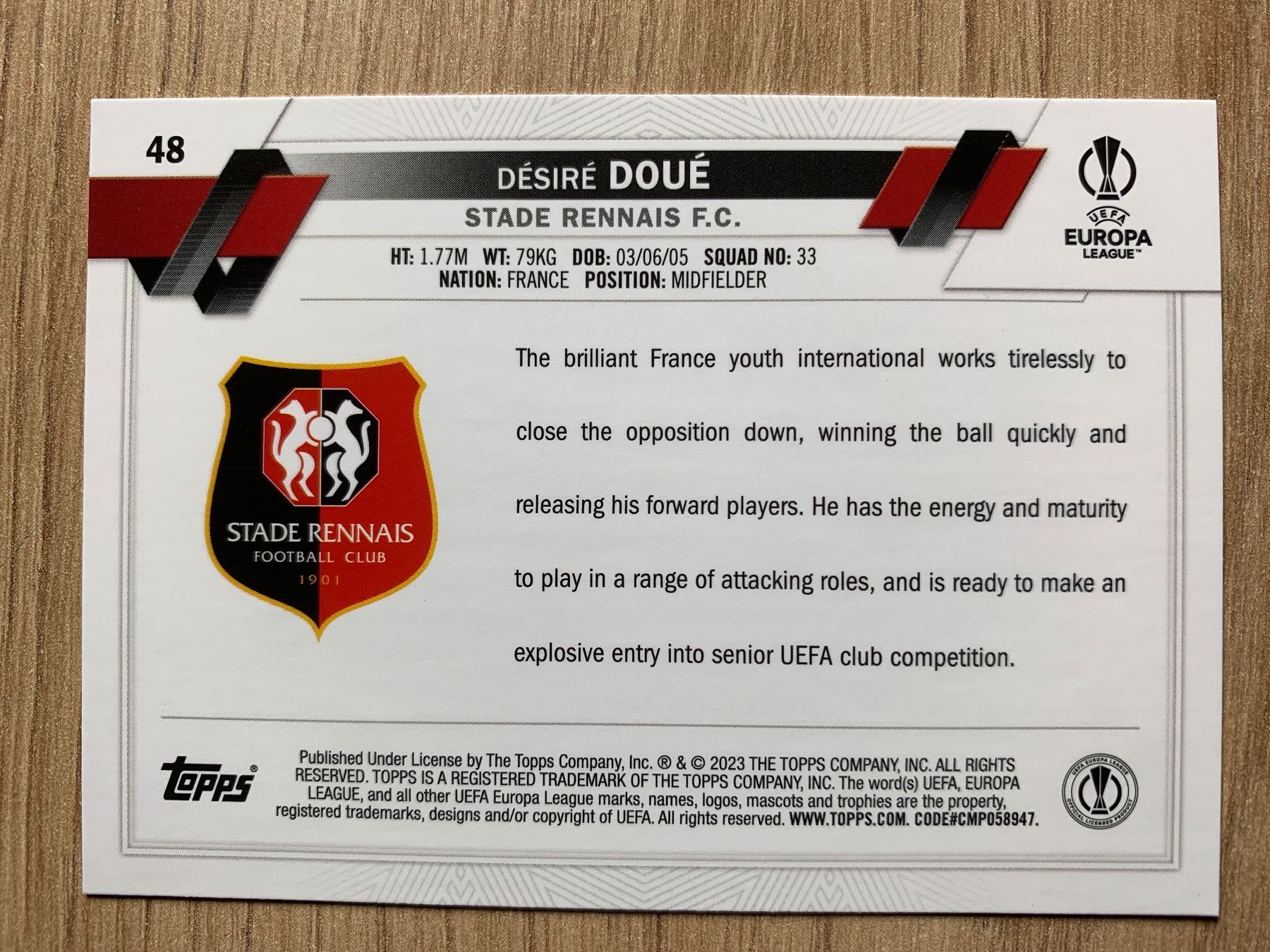 Soccer Désiré Doué RC JADE GREEN Topps 2023 🔥 (Gebraucht) in Netstal ...
