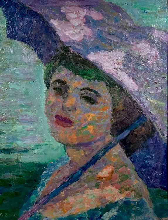 Leo Deck (1908-1997) Frau mit Schirm Gemälde | Kaufen auf Ricardo