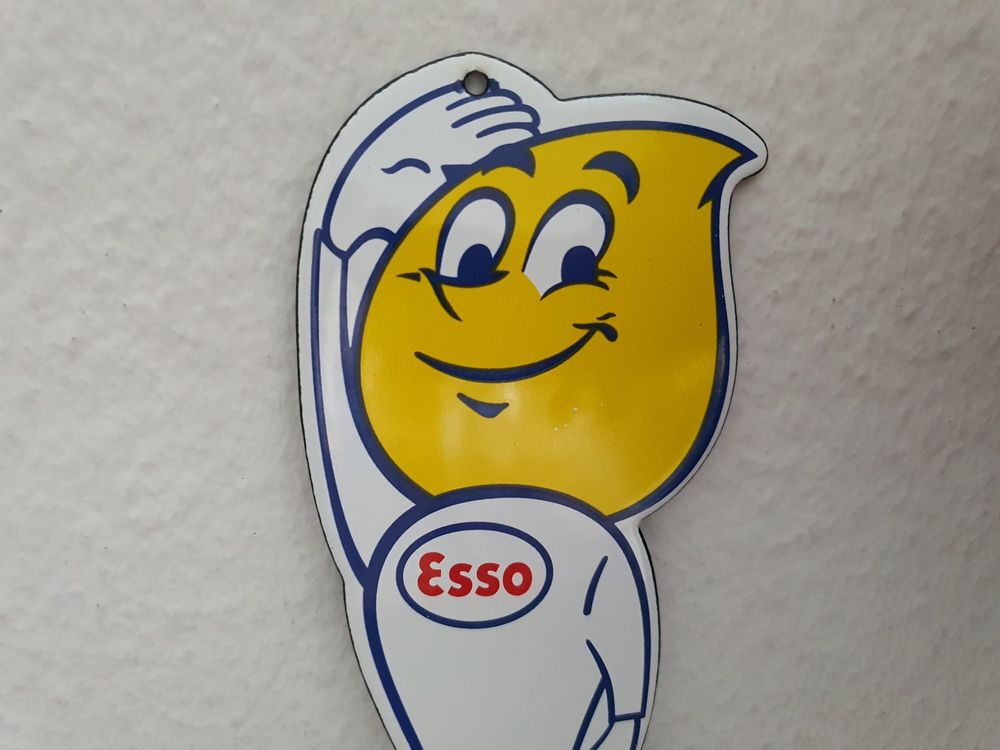 Emailschild ESSO Tankstelle Motor Oil Emaille Schild Reklame (Neu ...