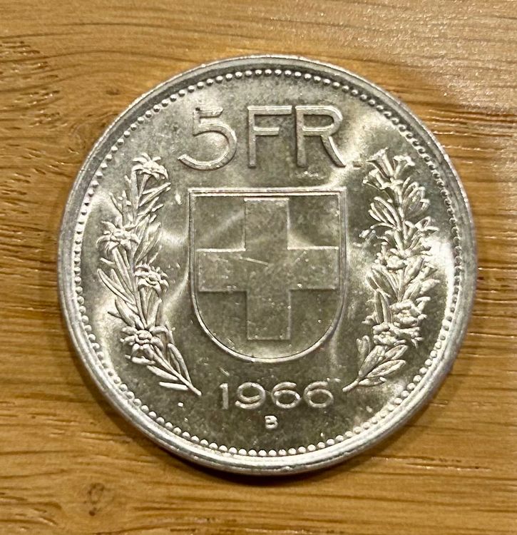 5 Franken Silbermünze 1966 (Gebraucht) in Hermetschwil-Staffeln für CHF 10 – mit Lieferung auf ...