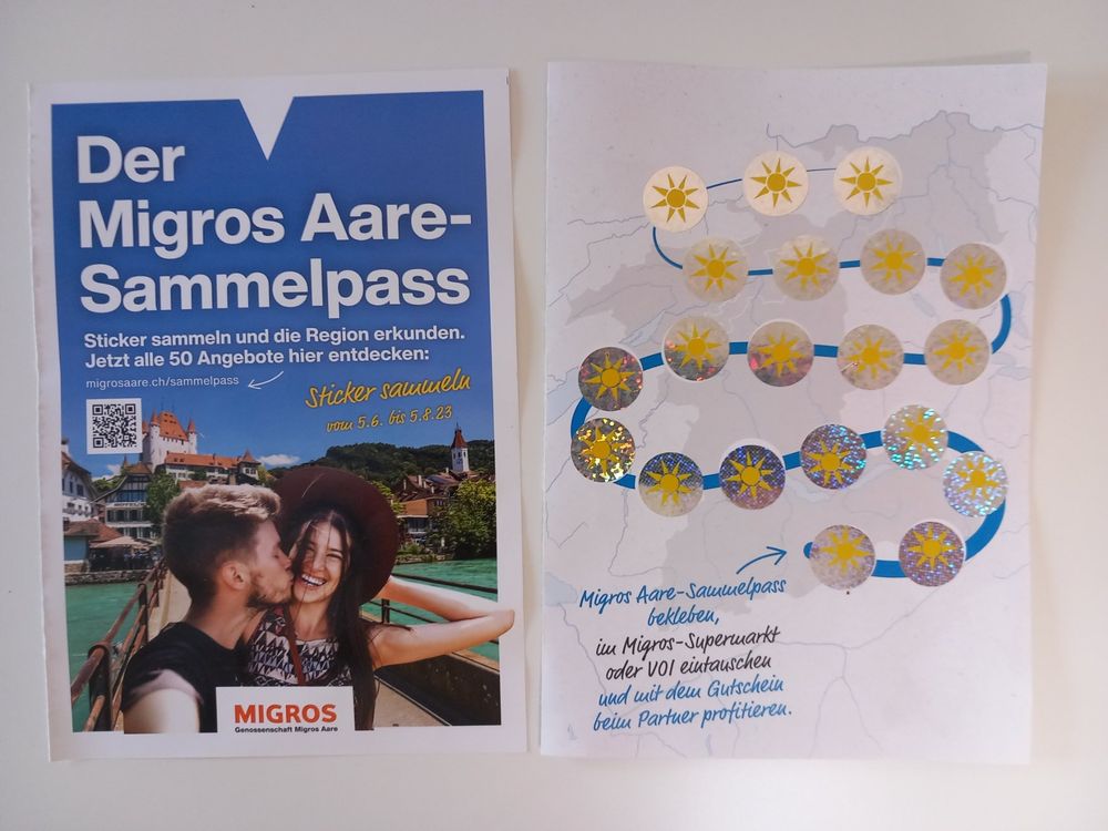 Volle Karte Migros Aare Sammelspass mit 20 Kleber (Neuf avec emballage d'origine) à Oensingen ...
