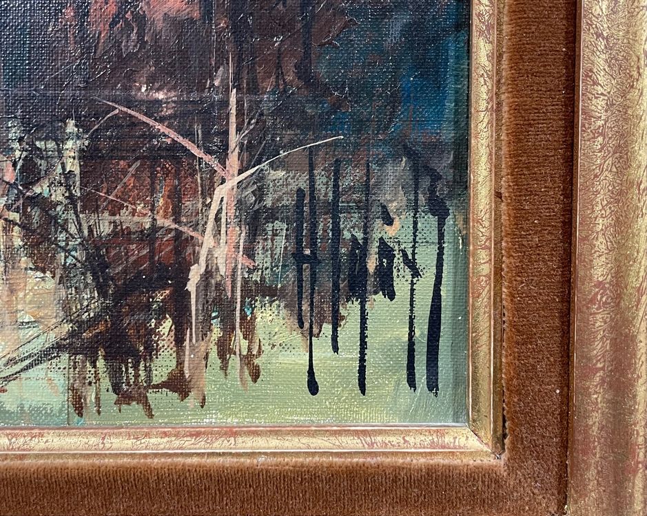 Modernes Feld Landschaft Gemälde unleserlich Signiert | Kaufen auf Ricardo