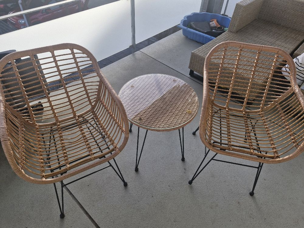Rattan Balkon Lounge Set 2 Sessel + Tisch | Kaufen auf Ricardo