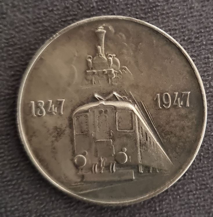 Silbermedaille "100 Jahre Schweizer Bahnen" 1947 (Gebraucht) in Moosseedorf für CHF 20 – mit ...