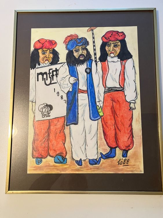 gerahmte Zeichnung Schnitzelbangg "Muffty" BSG Ro'88 (Gebraucht) in ...