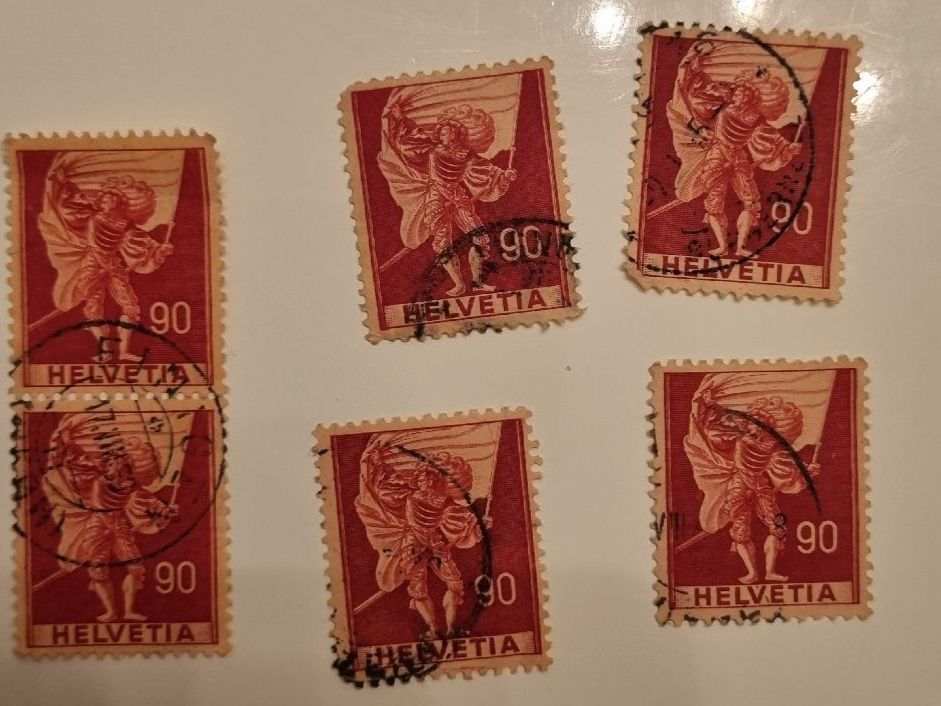 5 seltene Helvetia Briefmarken 90er Set Jahrgang 1954 (Gebraucht) in Moosseedorf für CHF 2500 ...