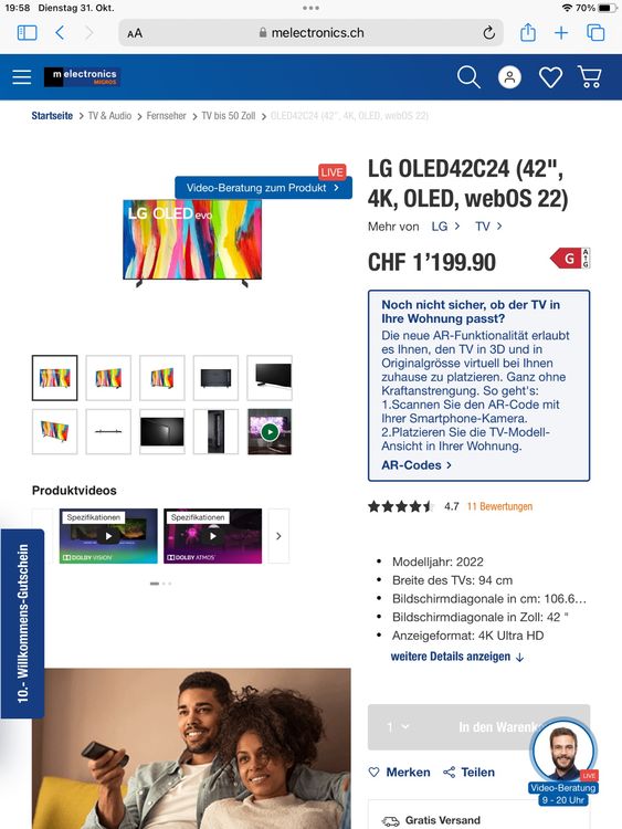 LG OLED42C24 (42“,4K, OLED, WebOS 22) (Gebraucht) in Liestal für CHF ...