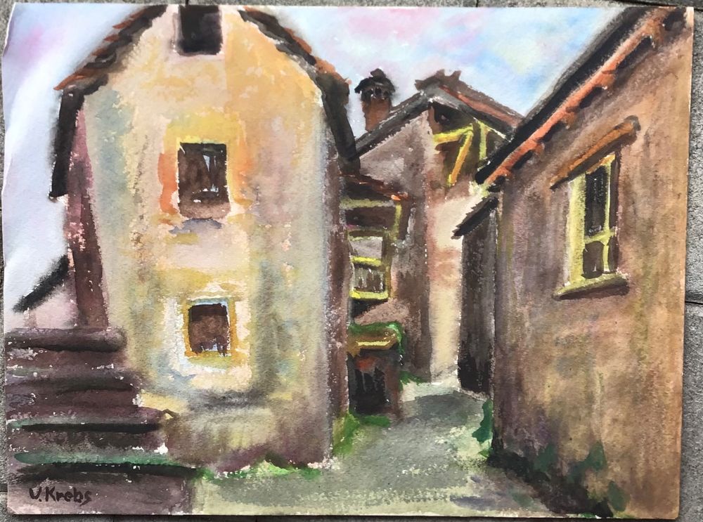 Walter KREBS (1900-1965) Innenhof Szene Aquarell (Gebraucht) in Root für CHF 20 – mit Lieferung ...