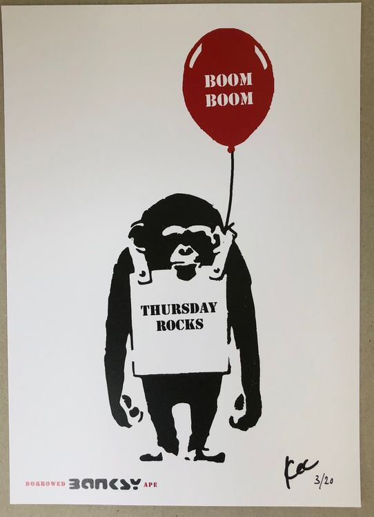 KeC: Banksy ape “Thursday rocks”, signiert 3/20 | Kaufen auf Ricardo