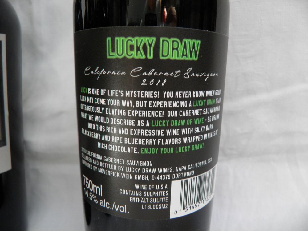 6 Flaschen LUCKY DRAW, Cabernet Sauvignon 2018, California (Gebraucht ...