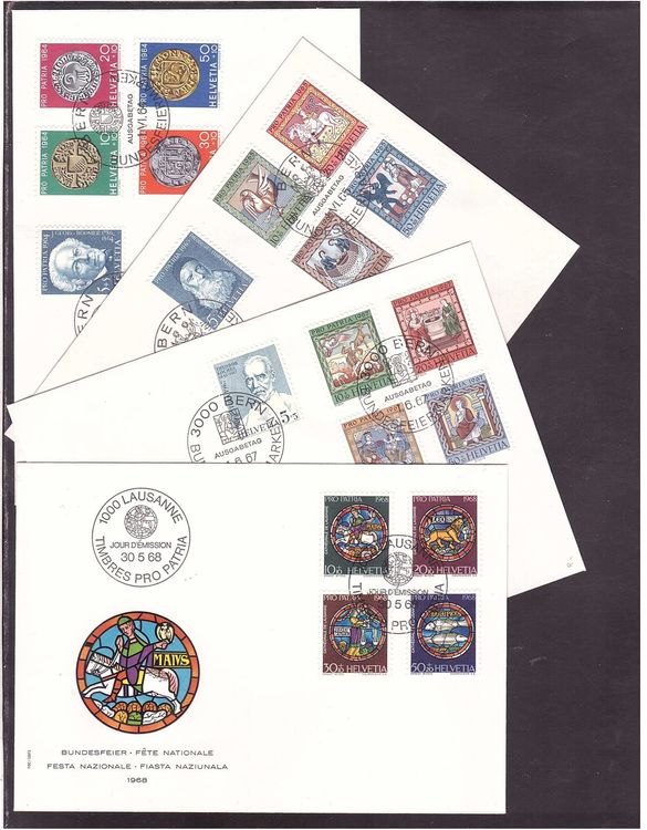 4 FDC 1964/65/67/68 (Gebraucht) in Oberwil (Dägerlen) für CHF 1 – mit ...