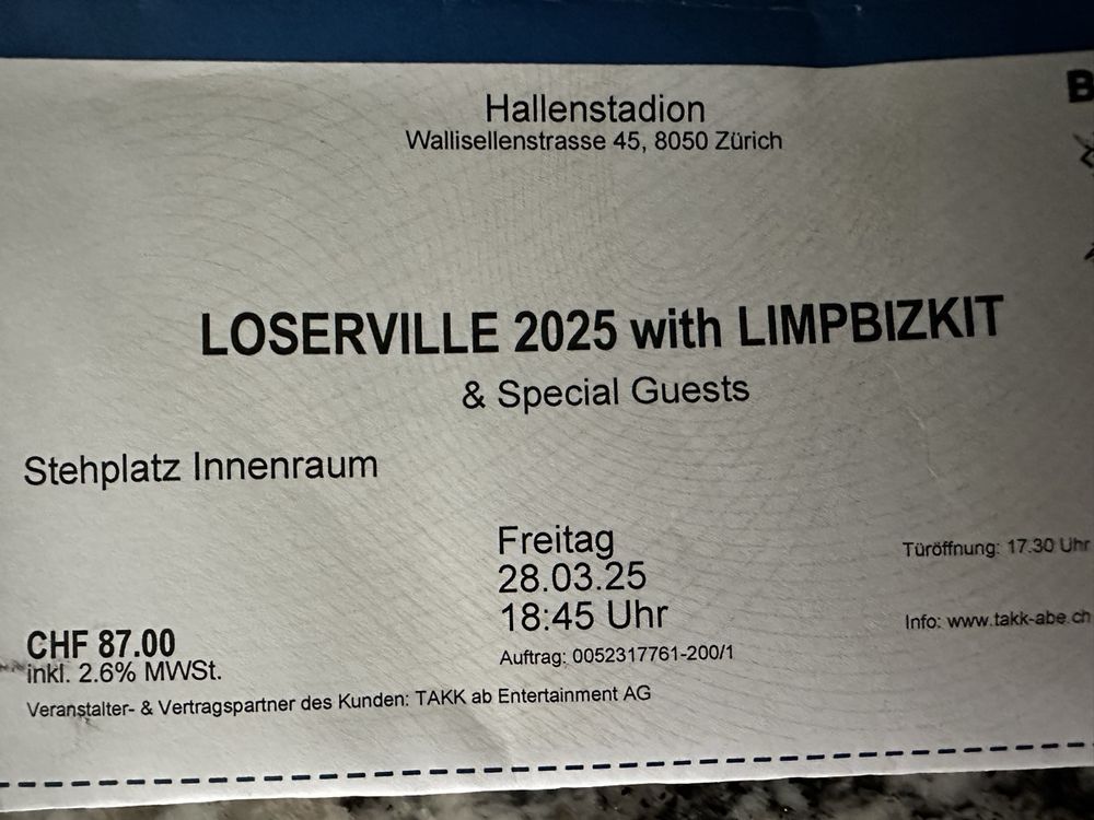 Ticket LOSERVILLE with Limp Bizkit, Freitag 28. März 2025 | Kaufen auf ...