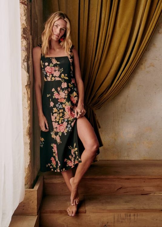 Sezane - Kleid Dorothea - Blumen Schwarz - Gr 36 S Neu (Neu (gemäss ...