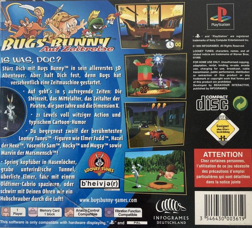 Bugs Bunny Auf Zeitreise - SONY PS1 (Gebraucht) in Jonschwil für CHF 38 ...