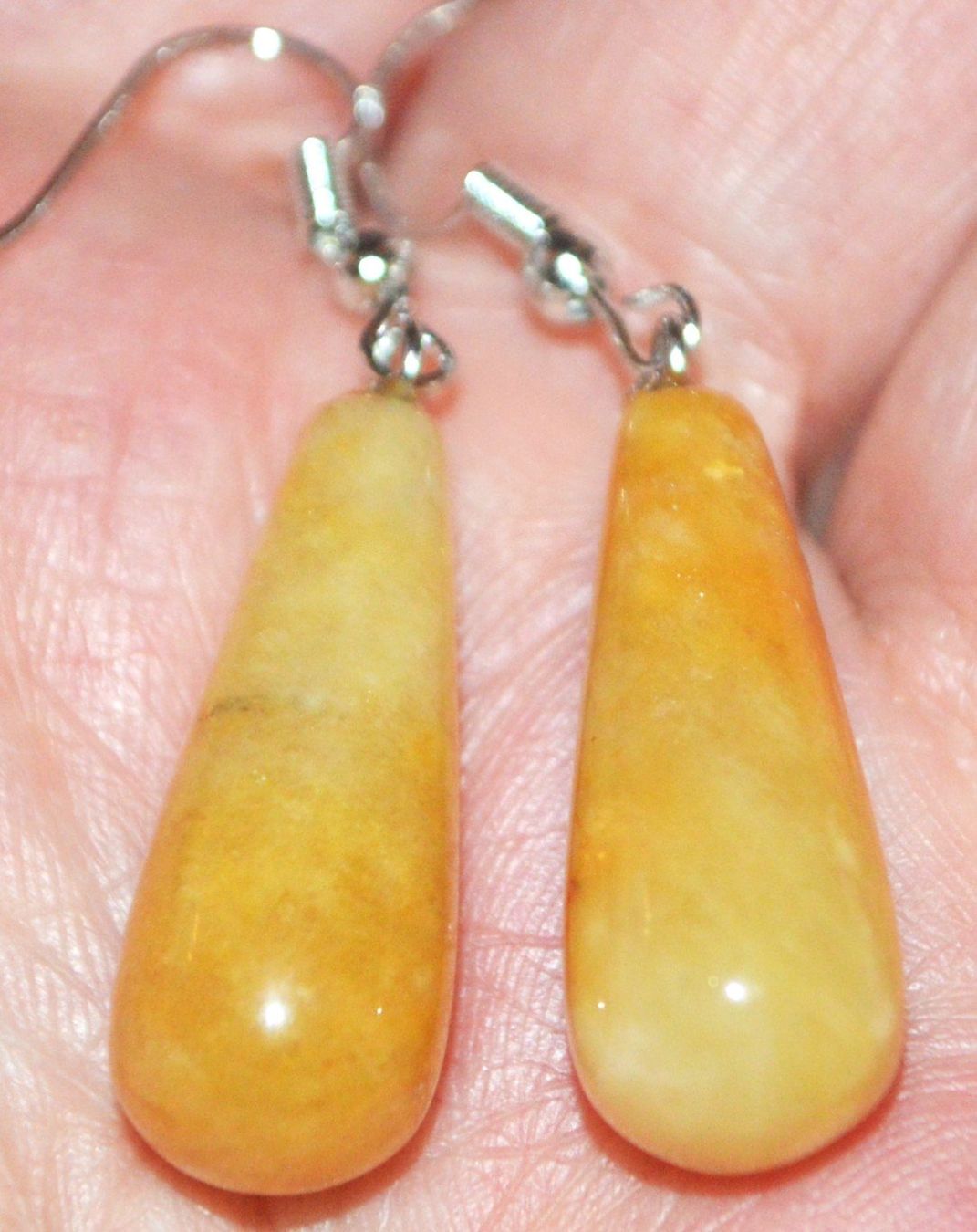 Ohrringe L-6530 – 1 Paar Gelbe Jade Tropfen 1x2,5cm (Neu und ...