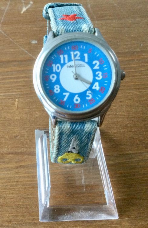 Kinder-Armbanduhr INTERTRONIC (Quartz) mit Jeansband (Gebraucht) in ...