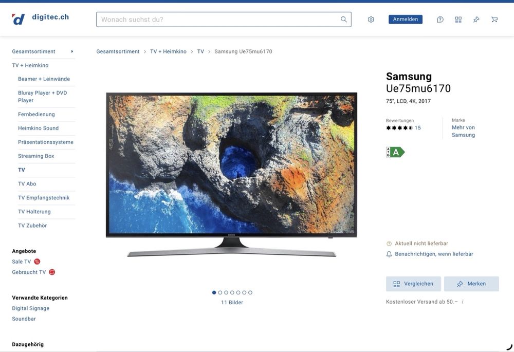 Samsung UE75MU6170 - 75" 4K UHD TV - Top Zustand! (Gebraucht) in Glarus ...