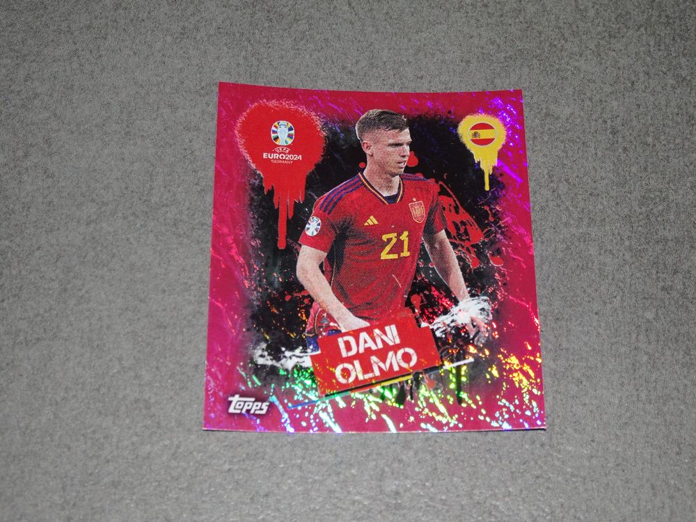 Topps Sticker Dani Olmo, ESP Nr. 3, Rosa, Euro / EM 2024 (Neu (gemäss ...
