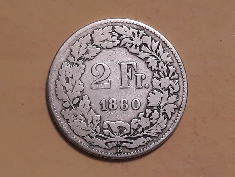 Schweiz 2 Franken 1860 B Sitzende Helvetia Silber (Gebraucht) in Buchs SG für CHF 40 – mit ...