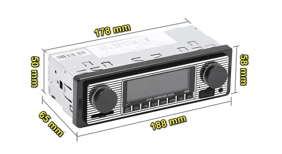 Old-school - Autoradio 1DIN - SX-5513 - Bluetooth, USB, AUX (Neu und ...