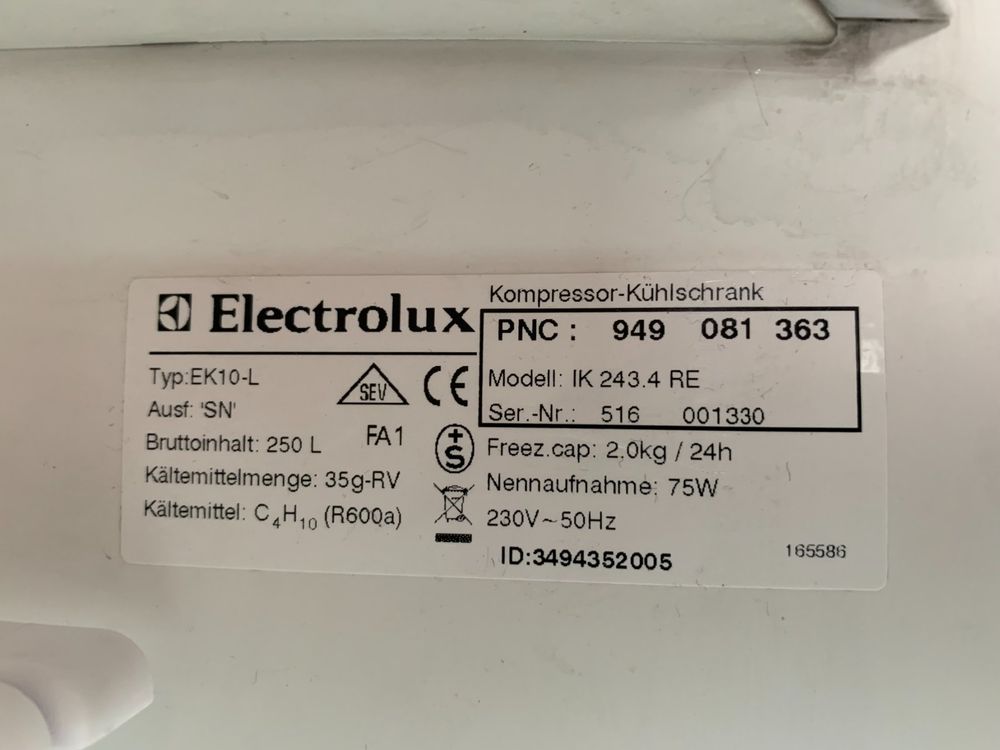 Einbau-Kühlschrank Electrolux EK10-L, vollintegriert (Gebraucht) in villmergen für CHF 79 – nur ...