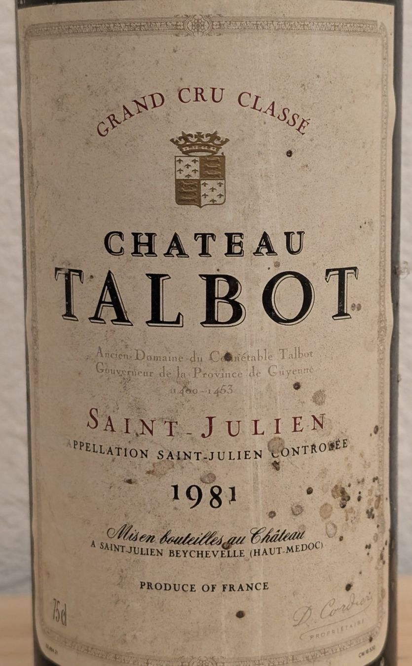 BORDEAUX CHATEAU TALBOT SAINT JULIEN GRAND CRU CLASSE 1981 (Neu (gemäss ...